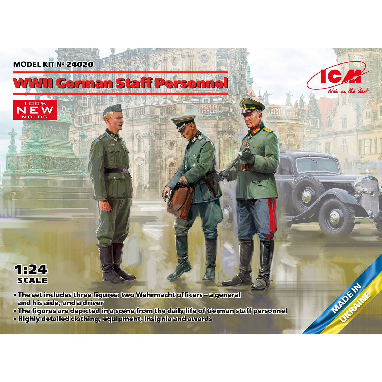 ICM 24020 Scale figure modeling 1:24 WWII German Staff Personnel Plast ...
