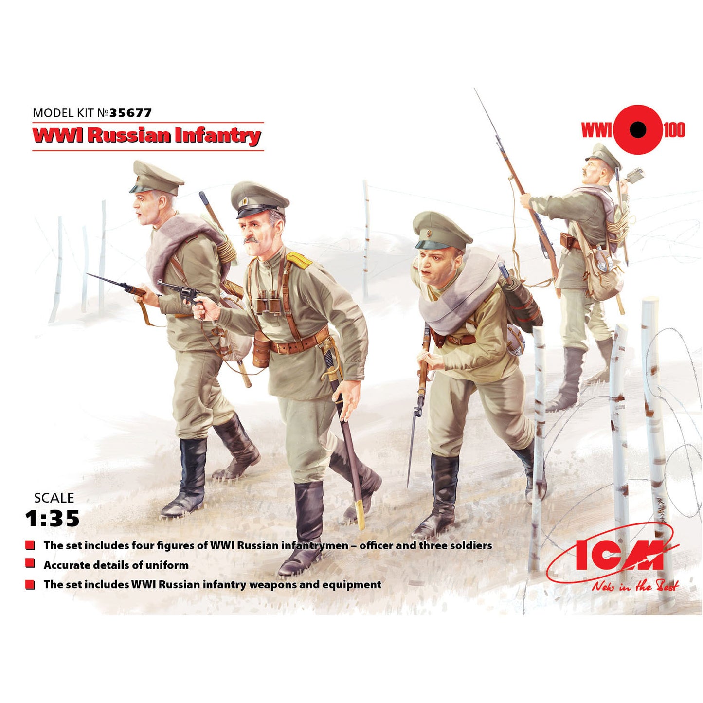 ICM 35677 Plastic model figures kit Scale 1:35 WWI Russian Infantry mo ...