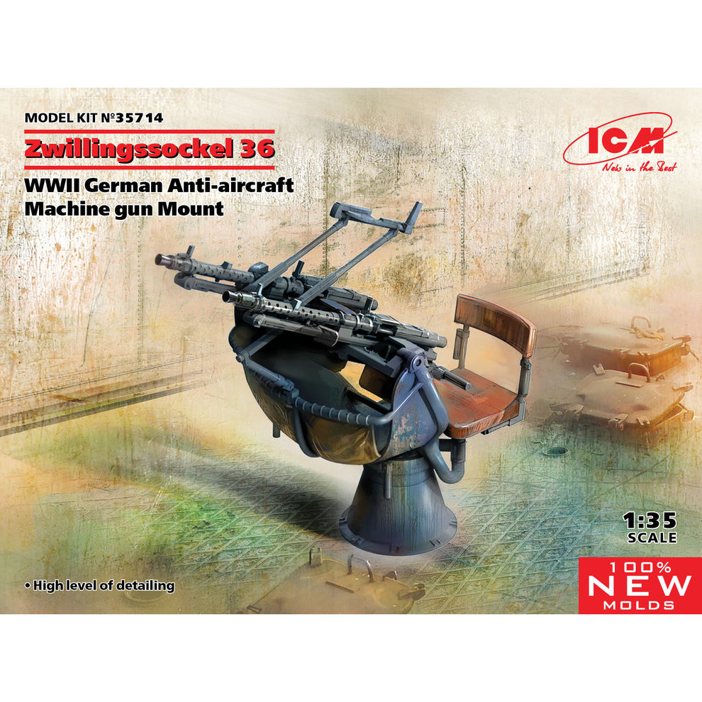 ICM 35714 model 1:35 Zwillingssockel 36 WWII German Anti-aircraft Mach ...