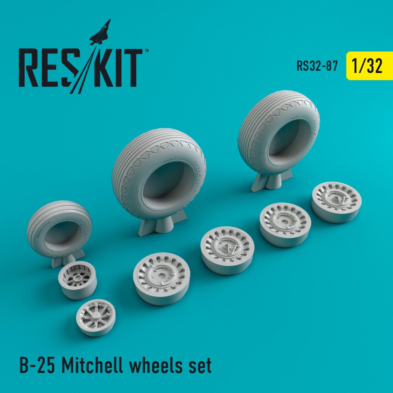 North American B-25 Mitchell Wheels Set 1/32 | ResKit RS32-0087 ...