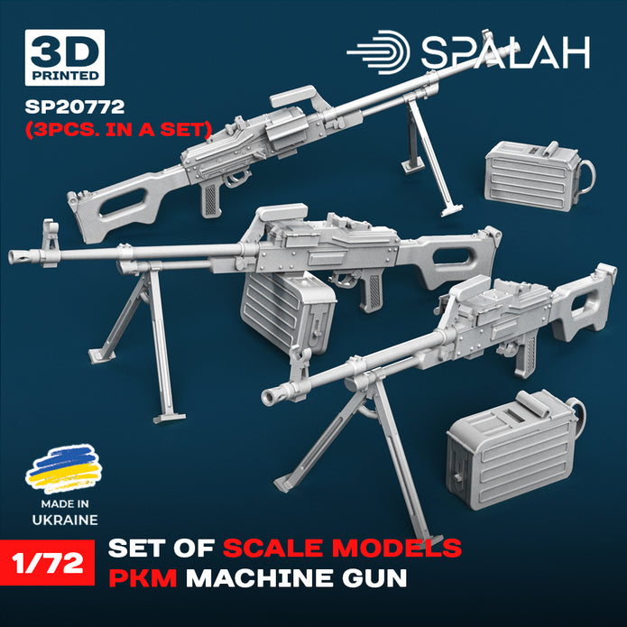 PKM Machine Gun (3 pcs) 1/72 3D-Printed Resin Set | Spalah SP20772 ...